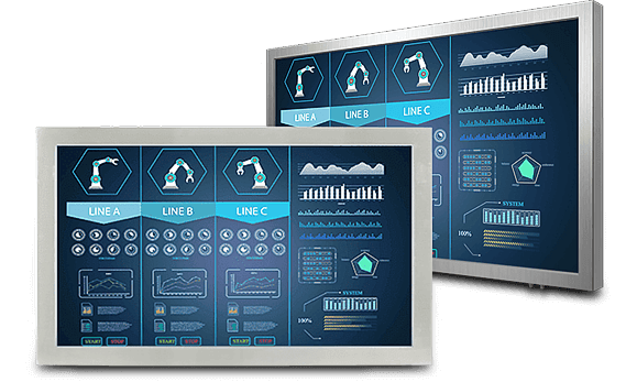 Fully ruggedized IP65 monitors with 42” and larger screen size